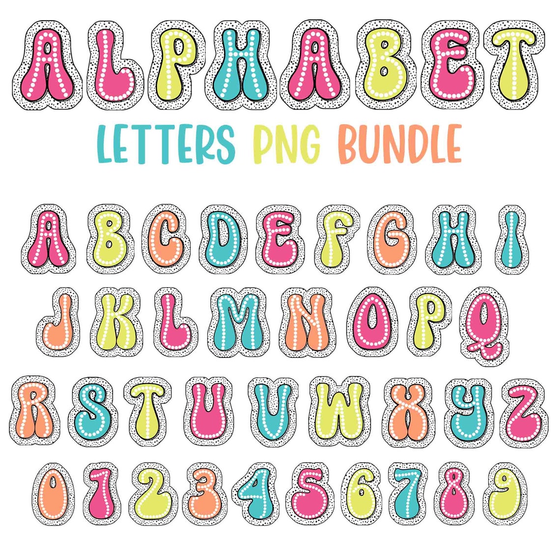 Bright Dalmatian Alphabet Letters PNG Bundle, Alphabet Set PNG, Vibrant ...