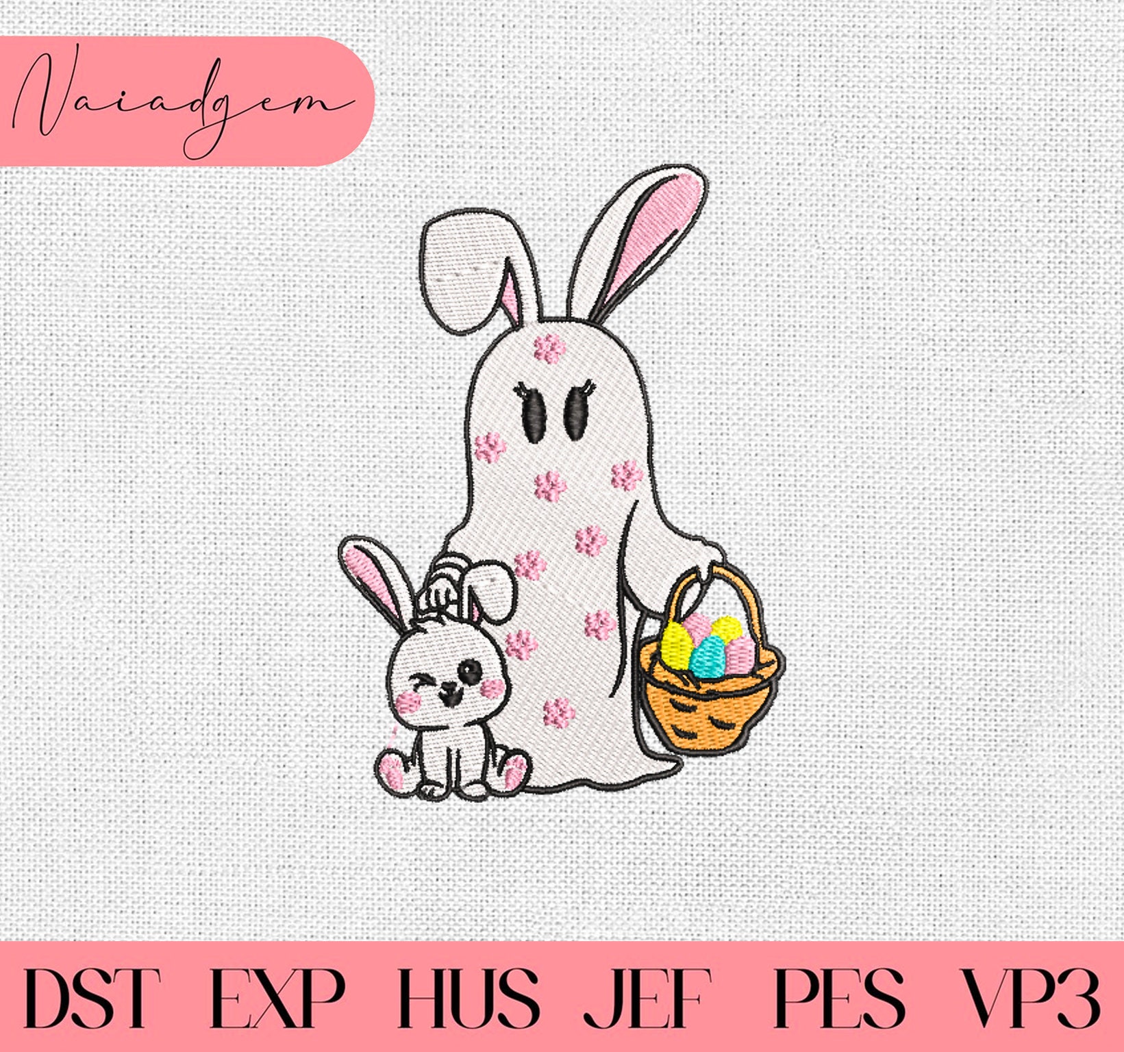 Bunny Ghost Embroidery, Easter Ghost EMB, Spooky Easter PES, Easter Egg ...