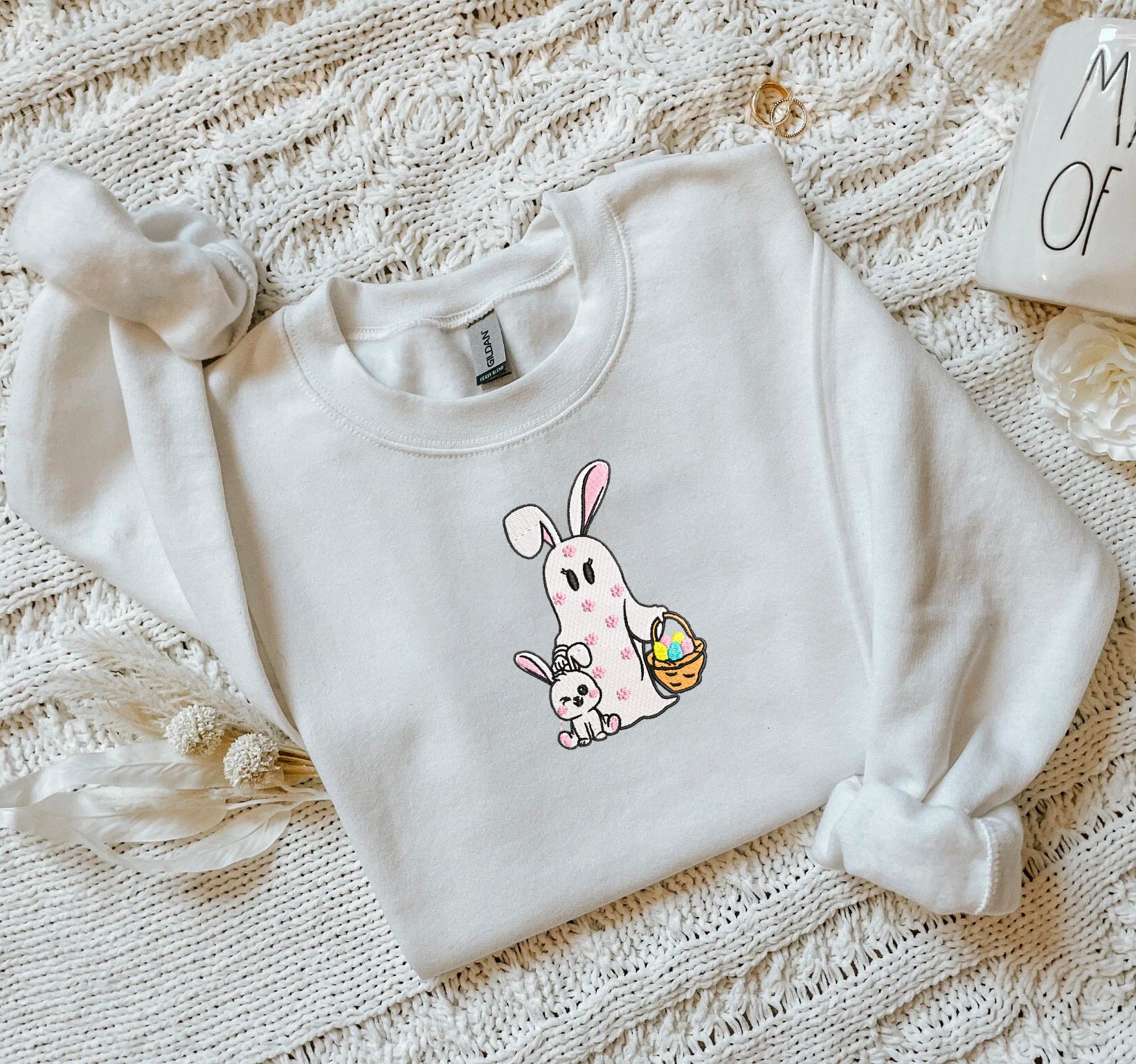 Bunny Ghost Embroidery, Easter Ghost EMB, Spooky Easter PES, Easter Egg ...