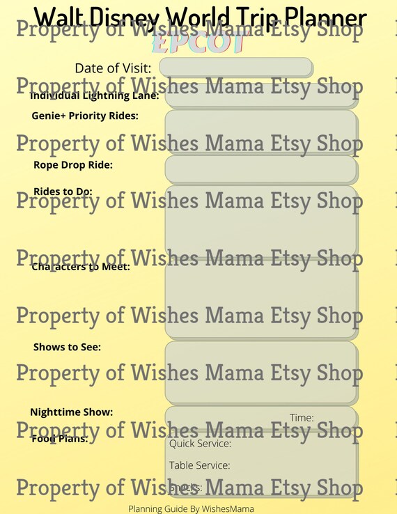 EPCOT Planning Guide for WDW | Etsy