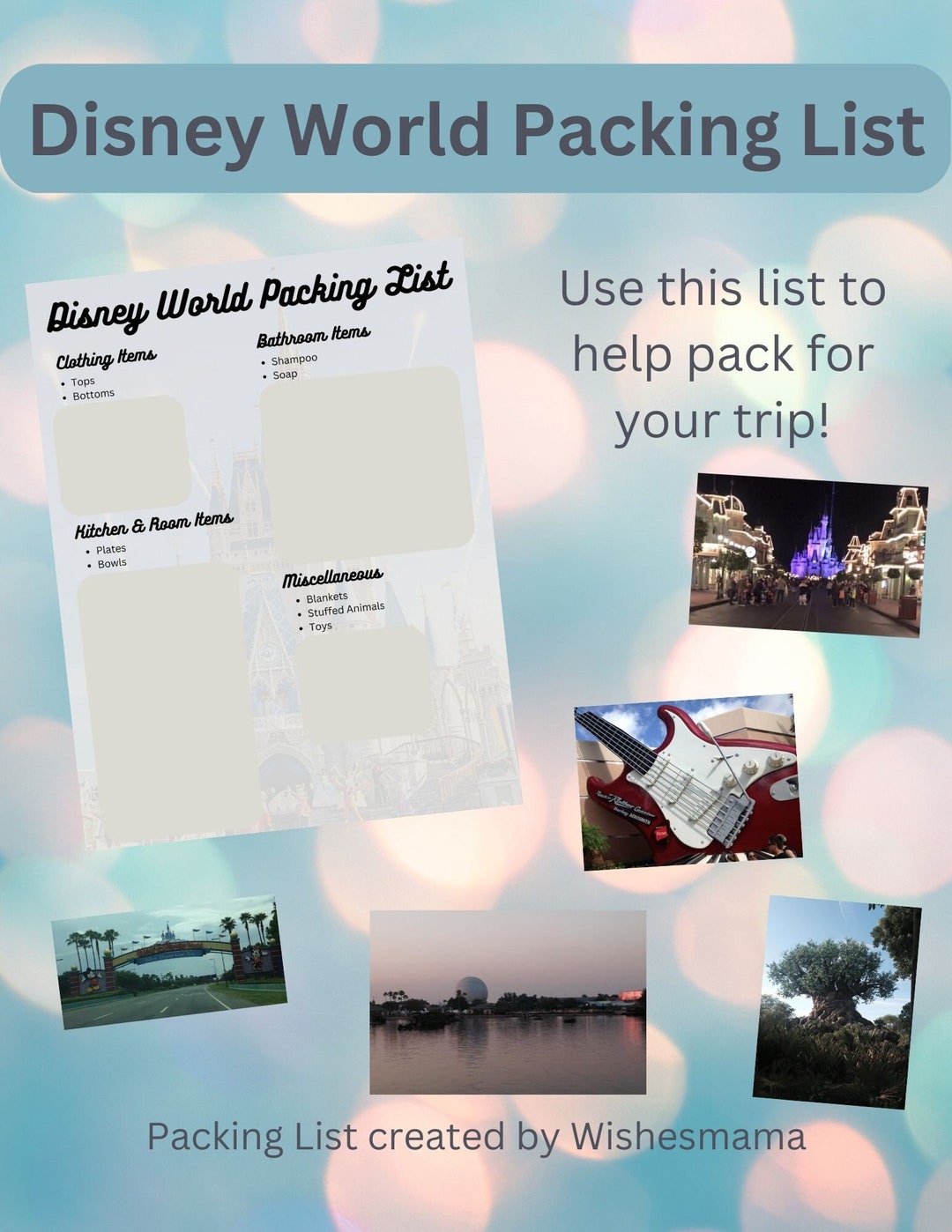 WDW Vacation Packing List - Etsy