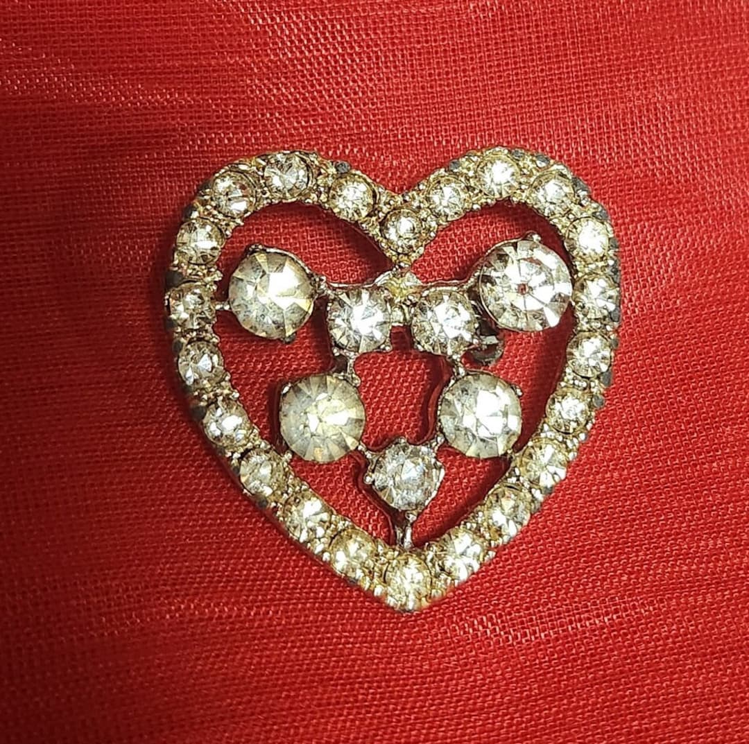 VINTAGE RHINESTONE HEART - Etsy