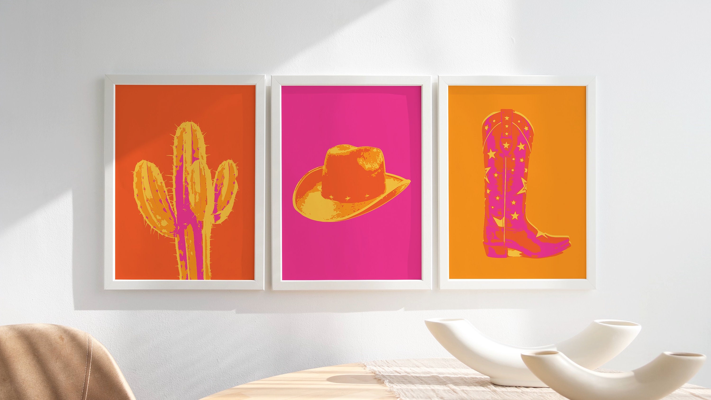 Neon Cowboy | Pop Art Western Wall Art, DIGITAL DOWNLOAD, Poster Set of ...