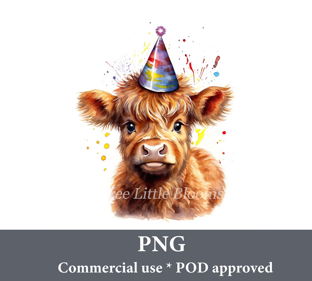 Birthday Highland Cow PNG Sublimation Design Instant Digital - Etsy