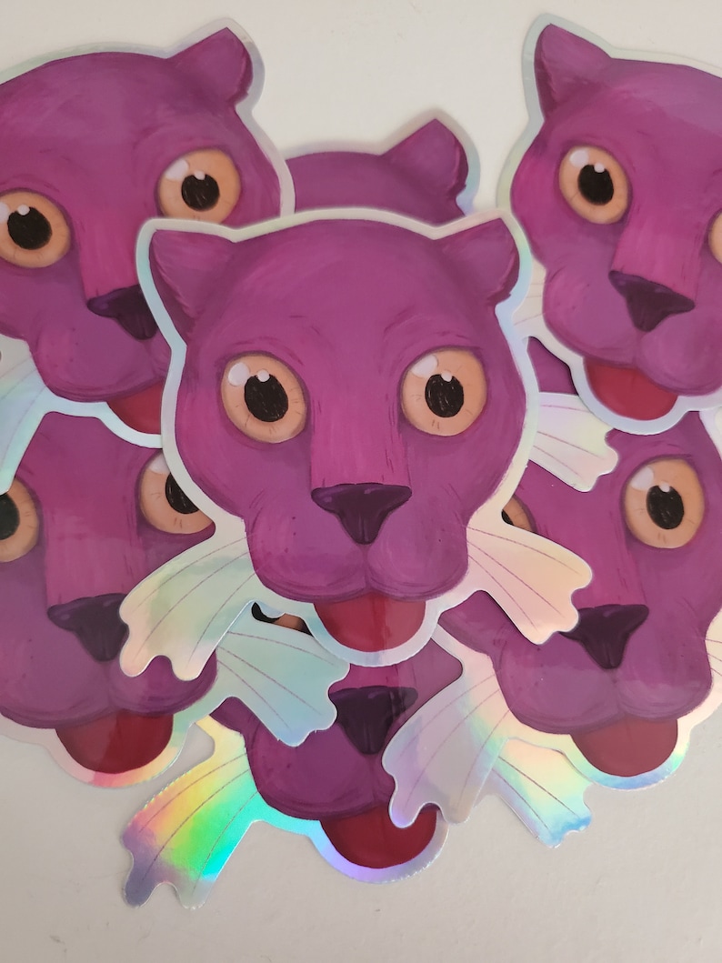 Holographic Purple Panther Sticker - Etsy