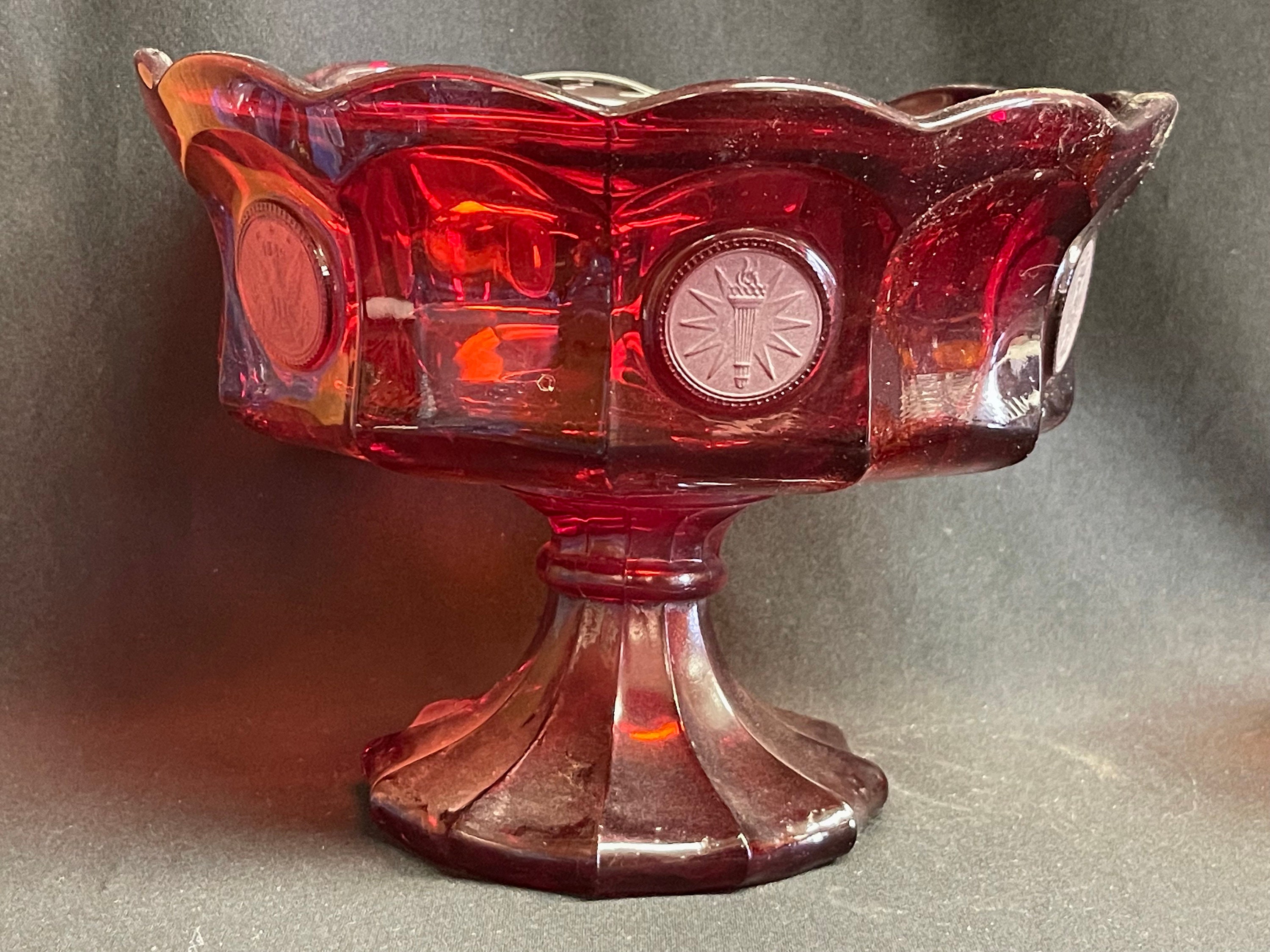Fostoria Red Coin 10" Compote With No Lid - Etsy