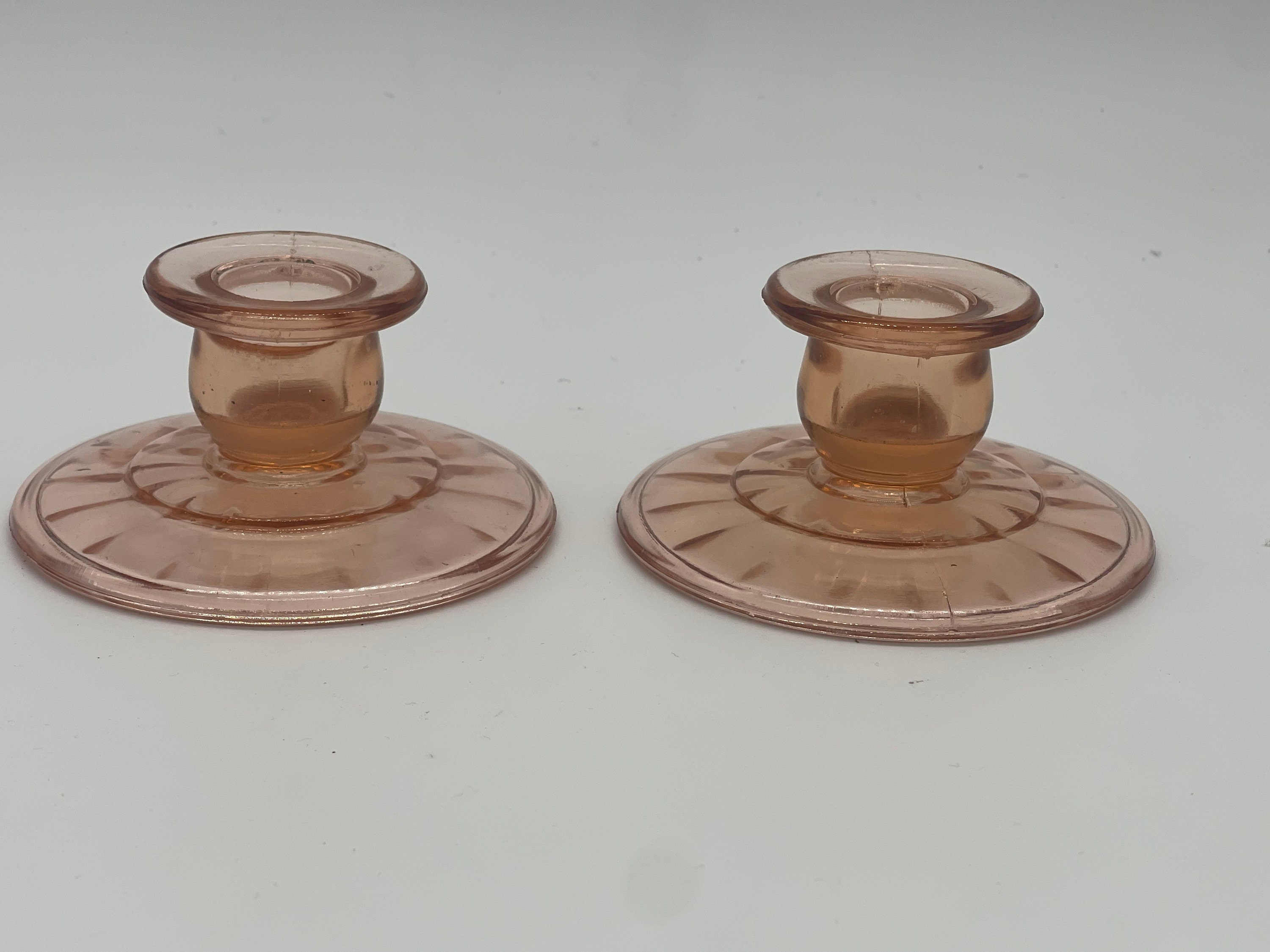 Pink Anchor Hocking Block Optic Candleholders - Etsy