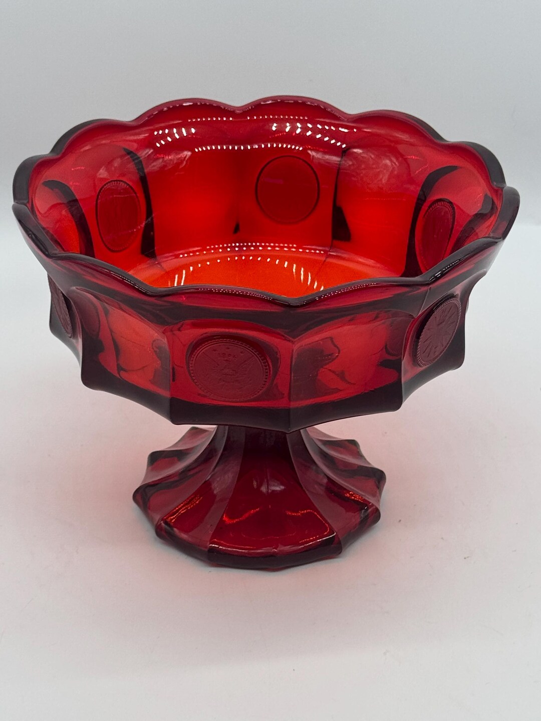 Fostoria Ruby Red Coin Compote - Etsy