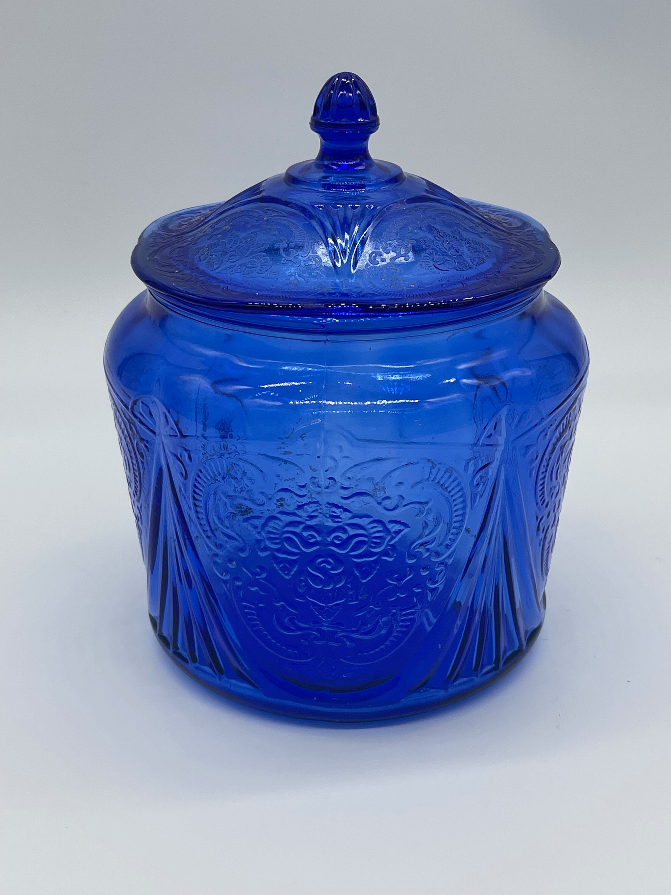 Cobalt Blue Royal Lace Cookie Jar and Lid - Etsy