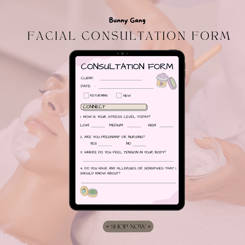 Esthetician Consultation Form, Client Consultation Form, Facial ...