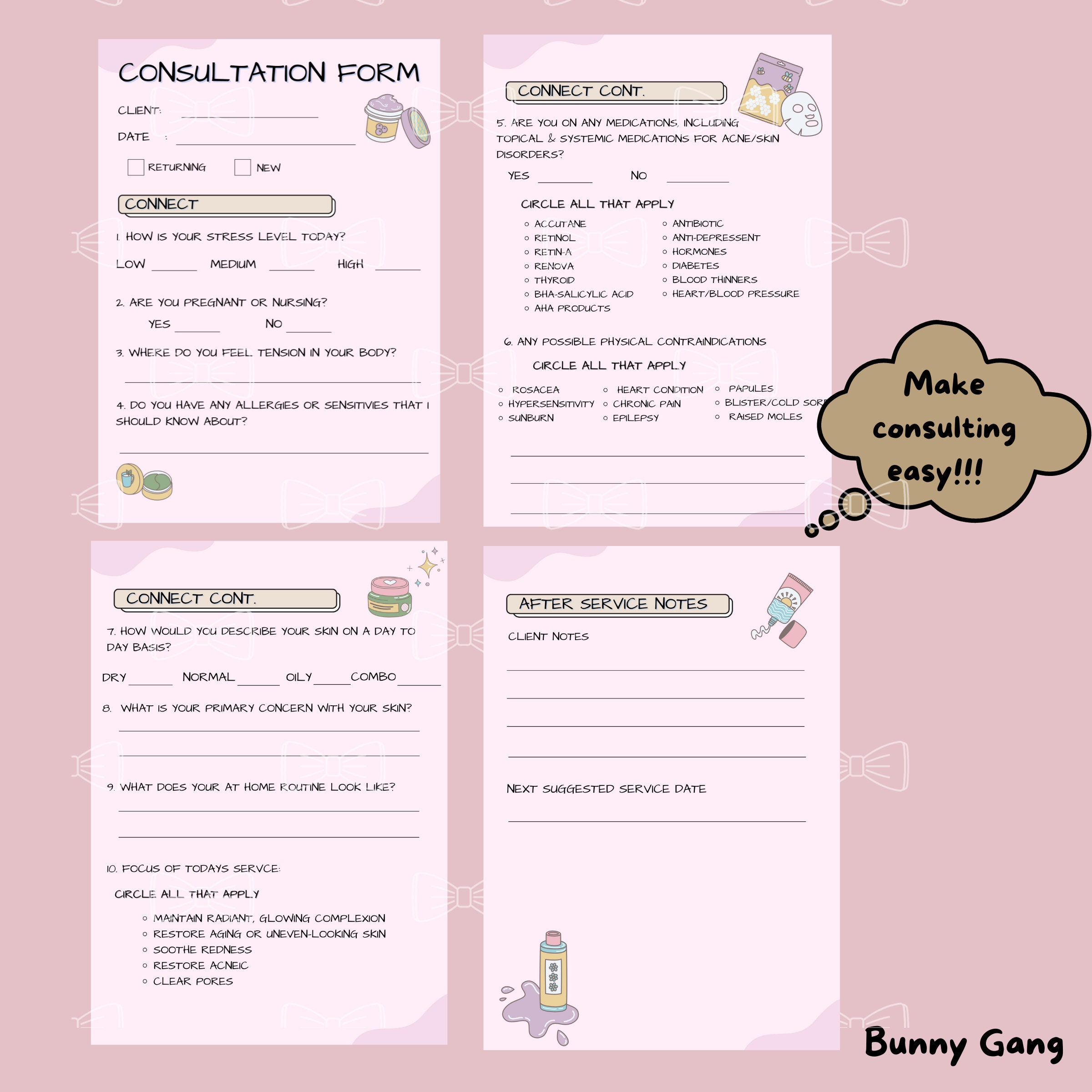 Esthetician Consultation Form, Client Consultation Form, Facial ...