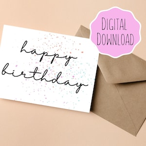 Happy Birthday Card| Paint Splatter Birthday Card| Printable Birthday ...