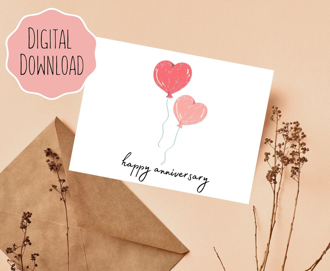 Happy Anniversary Card| Printable Anniversary Card| Digital Download ...