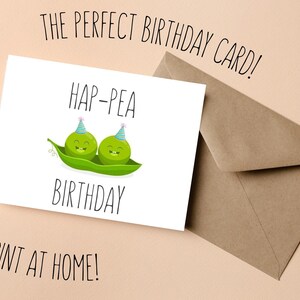 Hap-pea Birthday Card| Happy Birthday Card| Printable Birthday Card ...