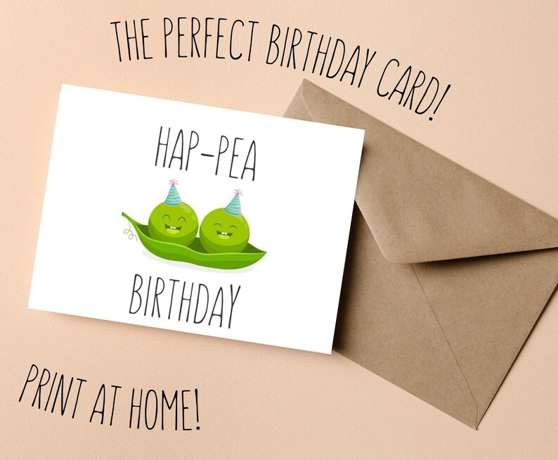 Hap-pea Birthday Card| Happy Birthday Card| Printable Birthday Card ...