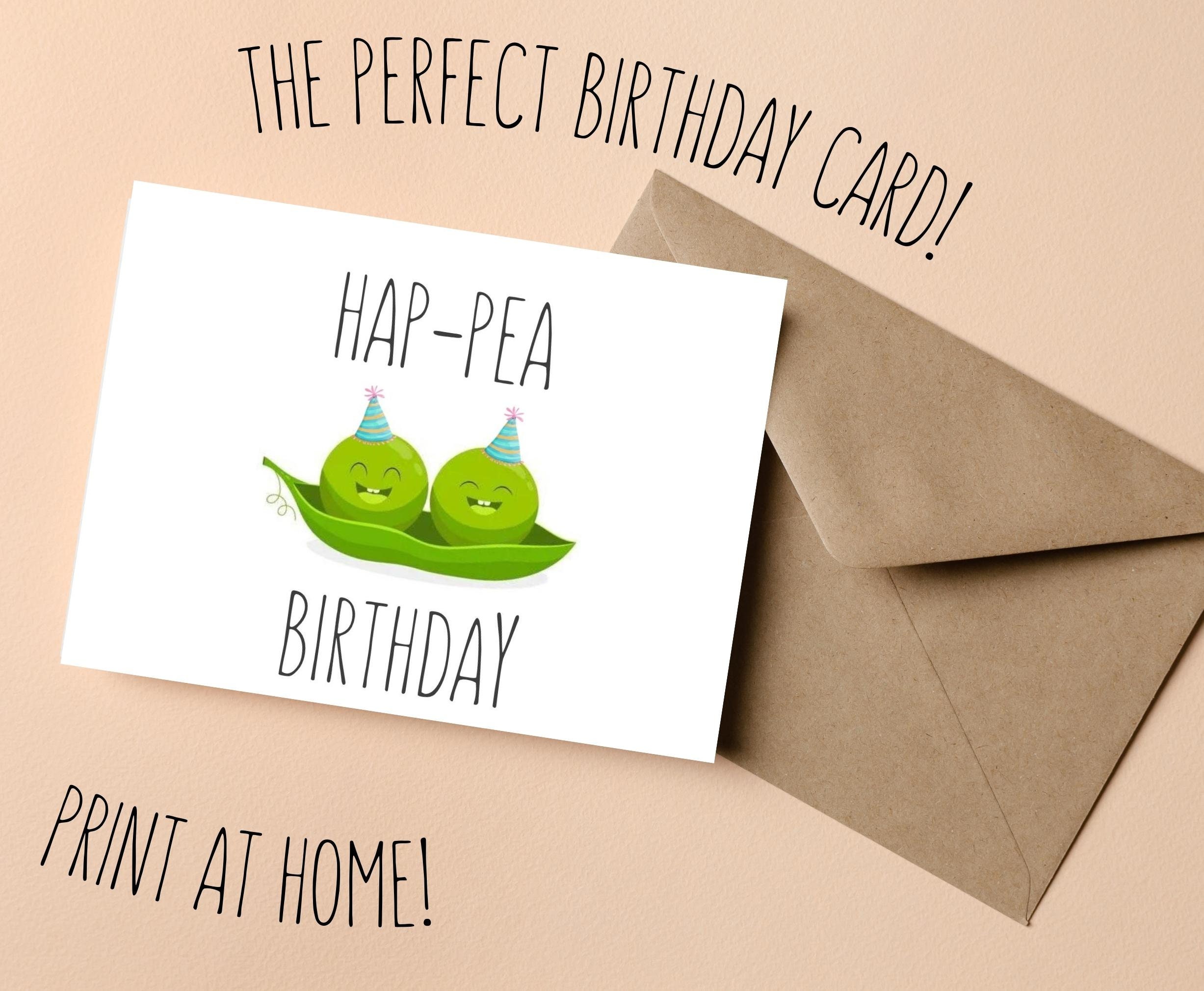 Hap-pea Birthday Card| Happy Birthday Card| Printable Birthday Card ...