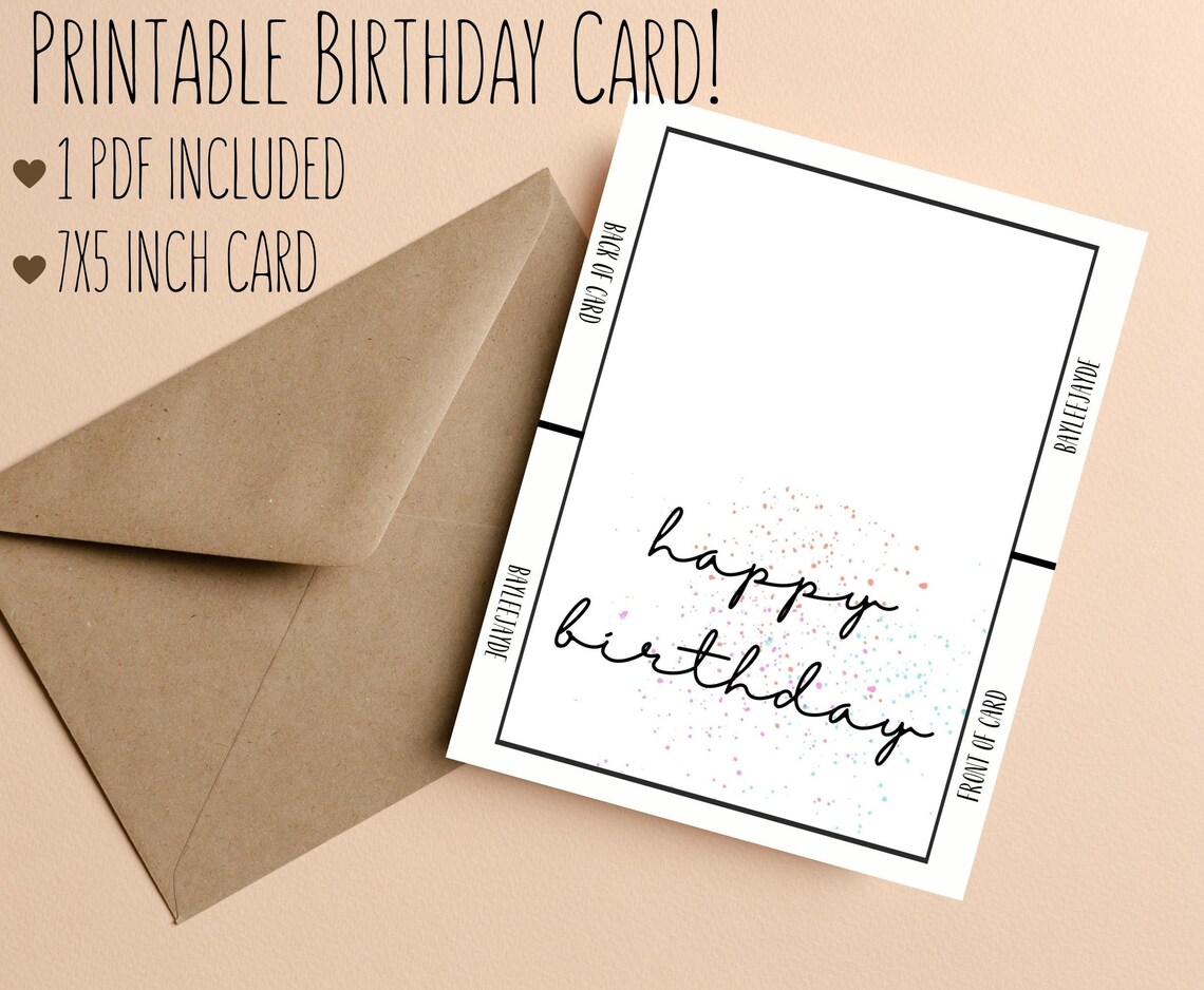 Happy Birthday Card| Paint Splatter Birthday Card| Printable Birthday ...