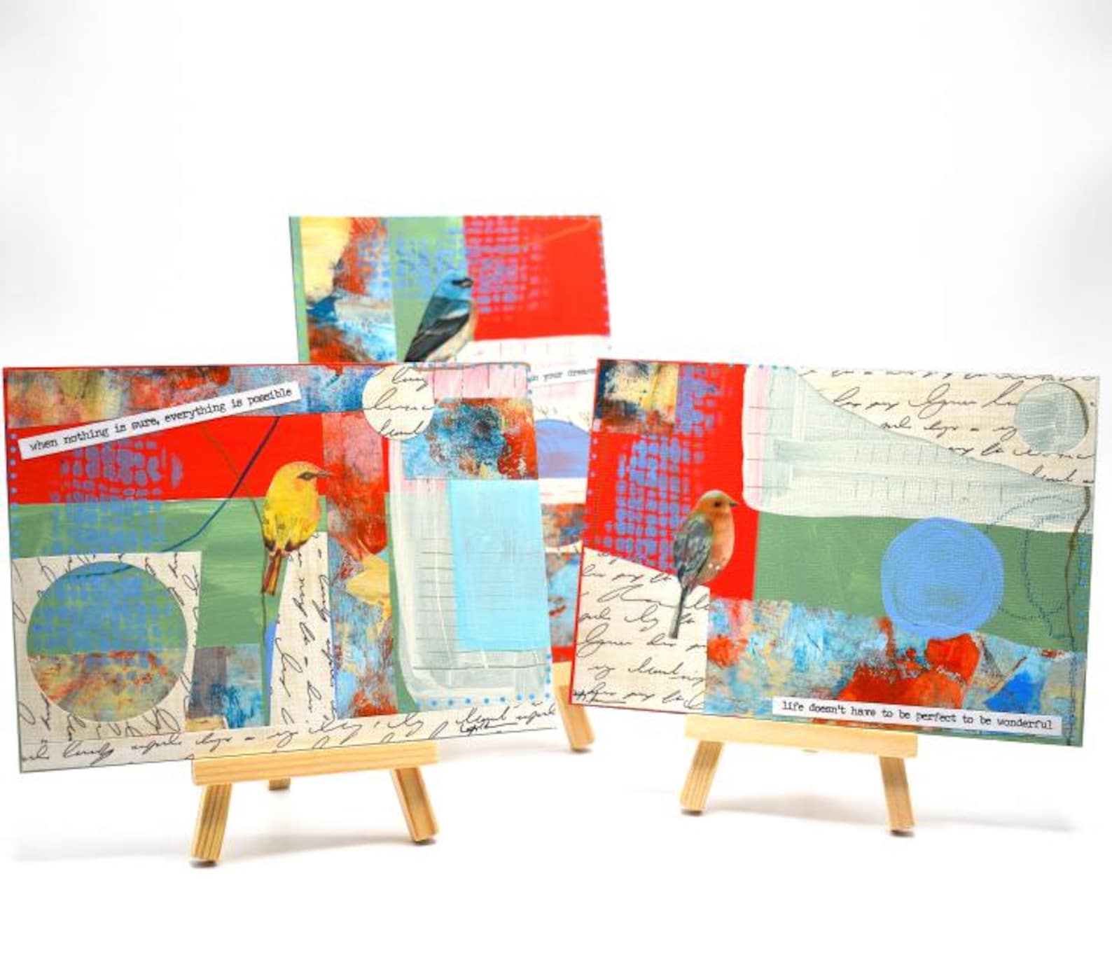 Collage Art Set, Acrylics, Mixed Media, Original, Handmade, Set of ...