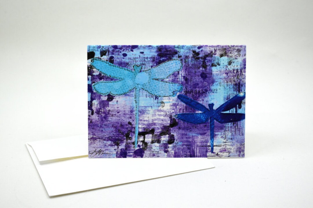Dragonflies Greeting Card, Handmade Art, Quality Printed, All Occasion ...