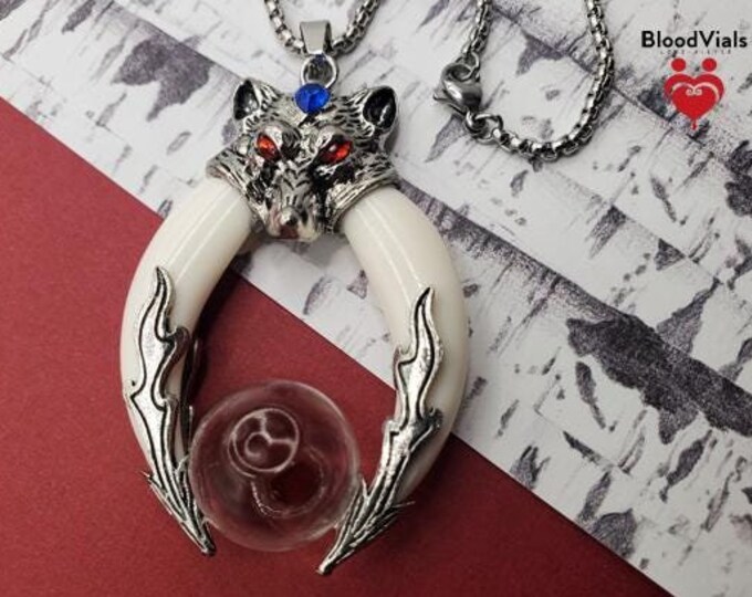 1 Sabertooth Tiger Bear Tusks Fantasy Tribal Bloodvial Necklace ...