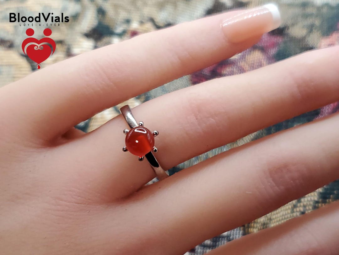 Sterling Solitaire Bloodvial Ring Kit Solid .925 Silver Adjustable 6-10 ...