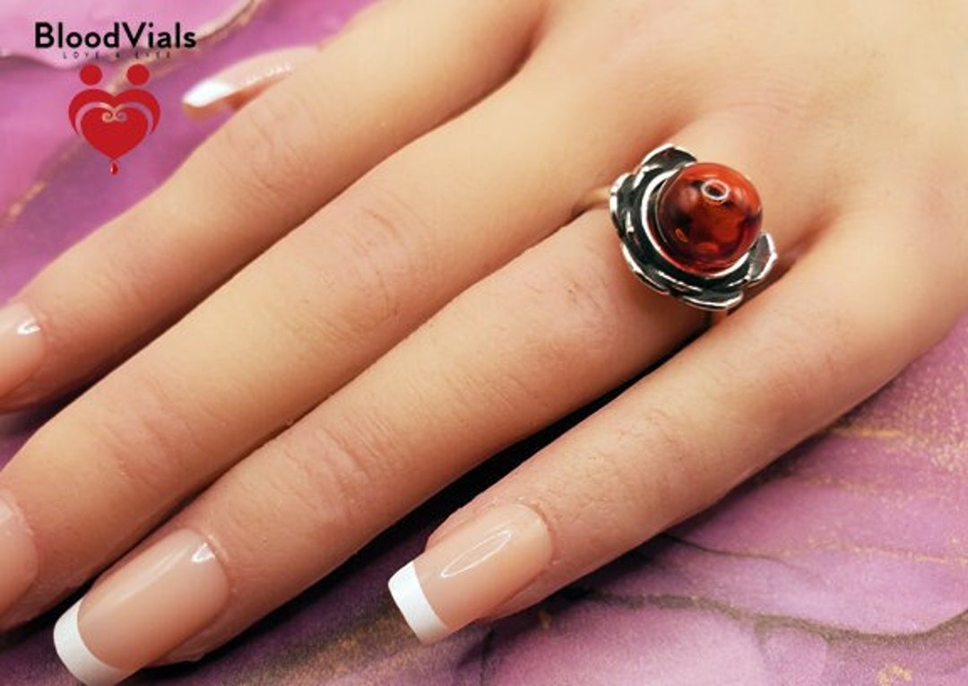 Sterling Bloodvial Ring & Anticoagulant bloodbond Silver Rose ...