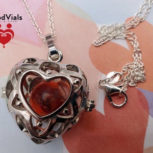 1 Heart Opening Locket Bloodvial Necklace & Anticoagulant - 18 Inch ...