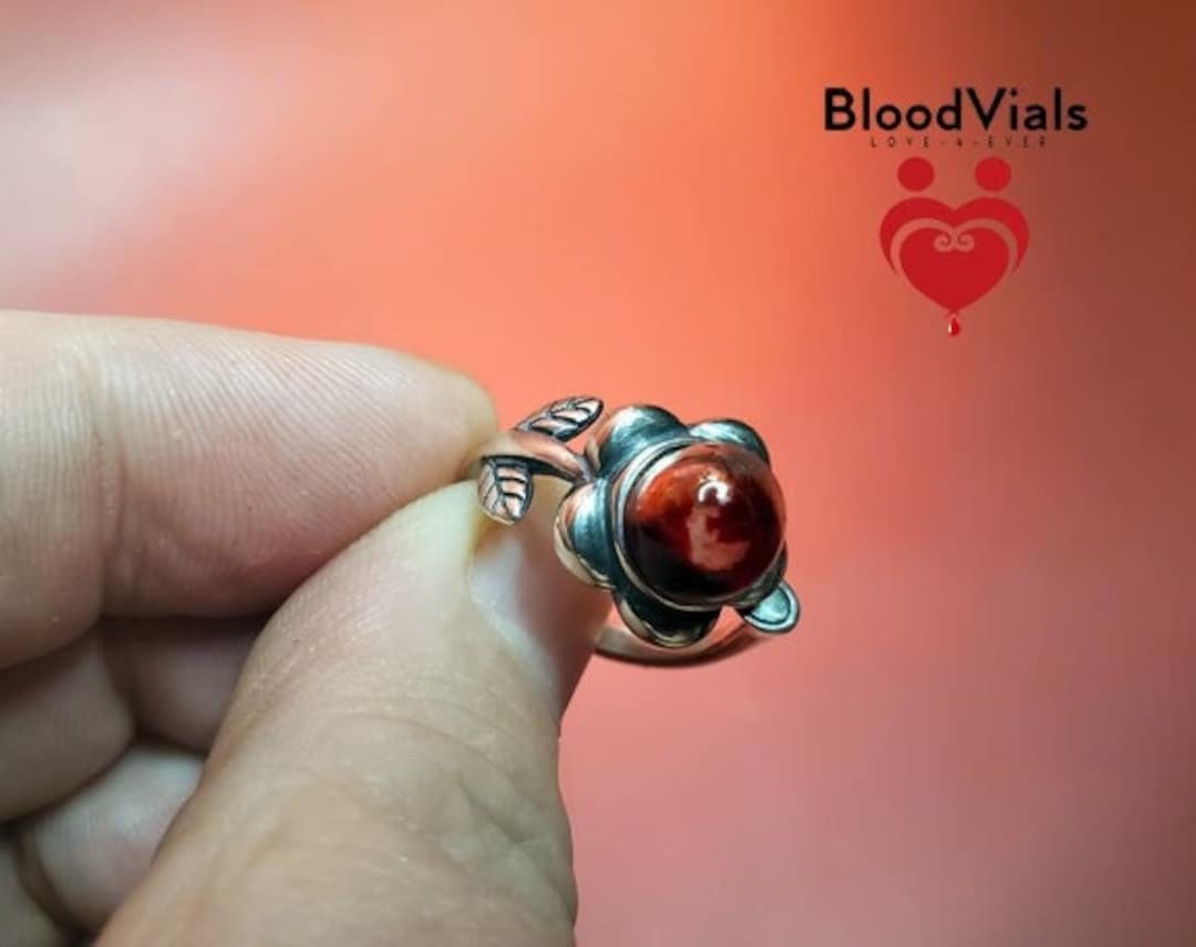 Sterling Bloodvial Ring & Anticoagulant (bloodbond Silver Flower ...