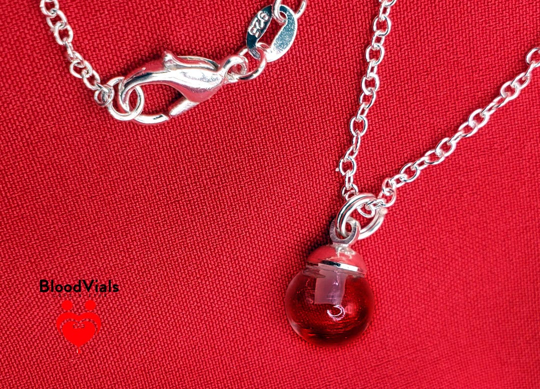 1 Petite Blood Drop Charm Necklace & Anticoagulant - Silver Plated 18 ...