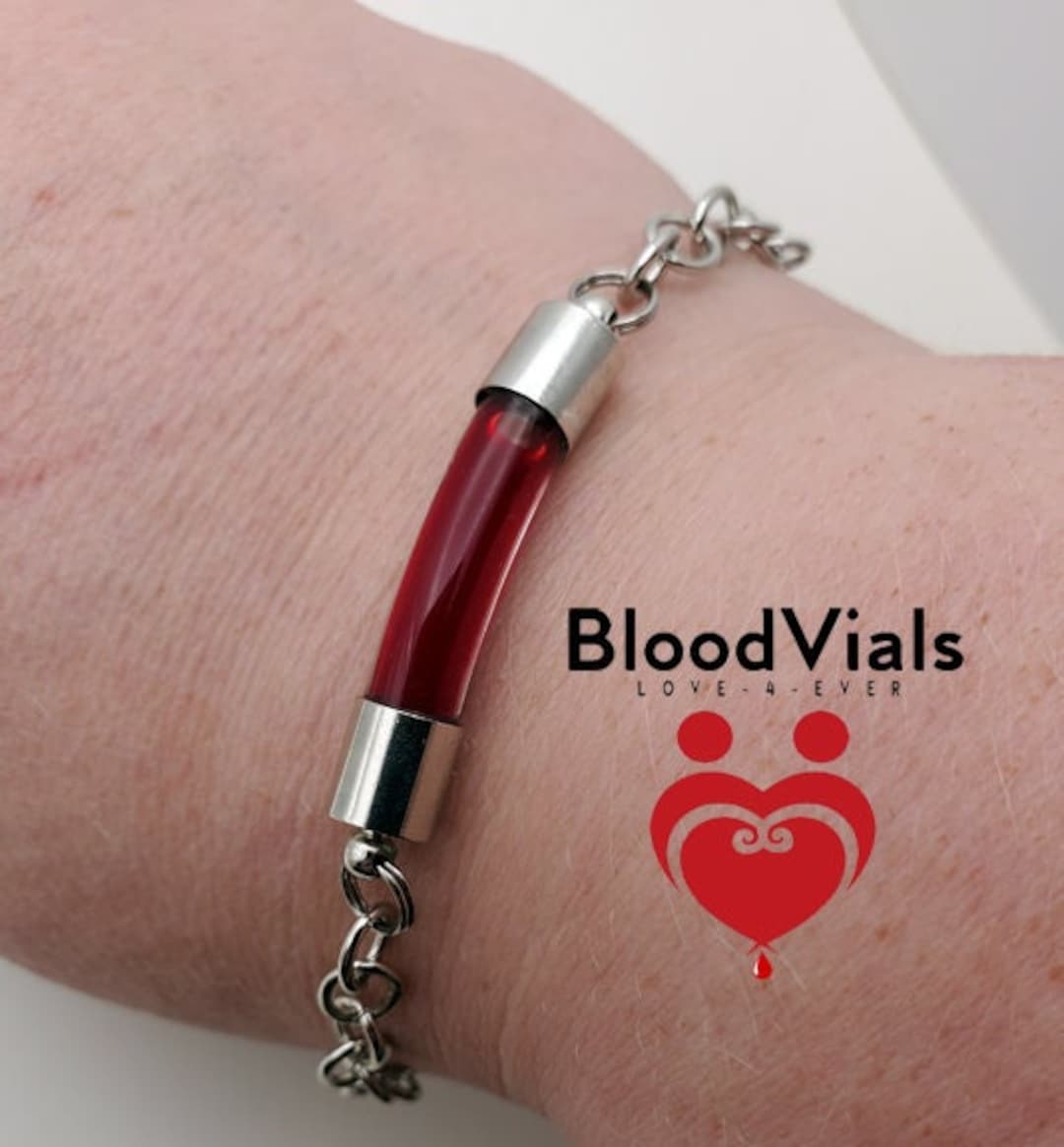 1 Blood Vial Bracelet With Anticoagulant -silver Tone (bloodbond) - Etsy