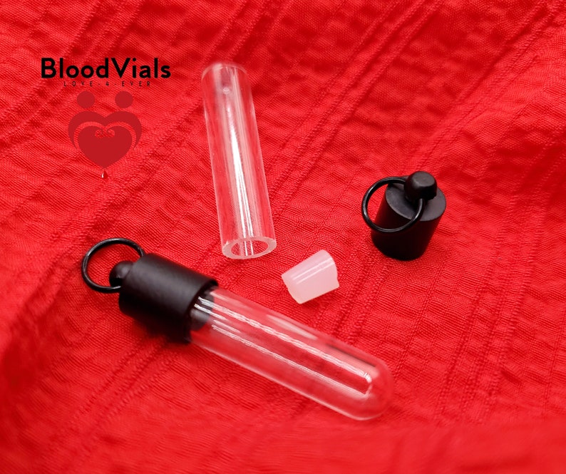 2 Black Bloodvial Pendant Kit Necklaces With 18" Black Cords (bloodbond ...