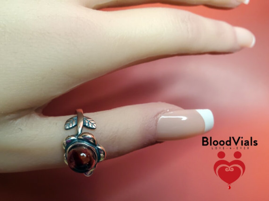 Sterling Silver Flower Bloodvial Ring Kit Solid .925 Adjustable 5-6 ...