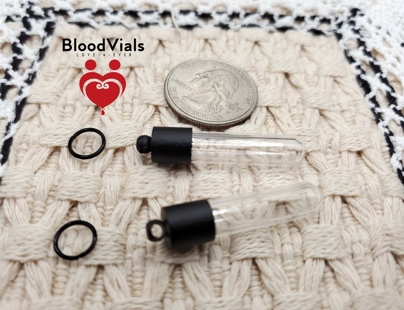 2 Black Bloodvial Pendant Kit Necklaces With 18" Black Cords (bloodbond ...