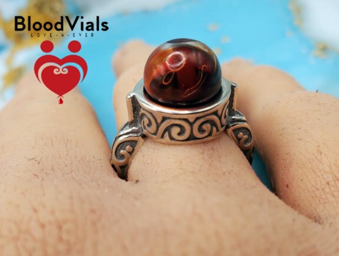 Sterling Chunky Pattern Bloodvial Ring Kit Solid .925 Silver Adjustable ...