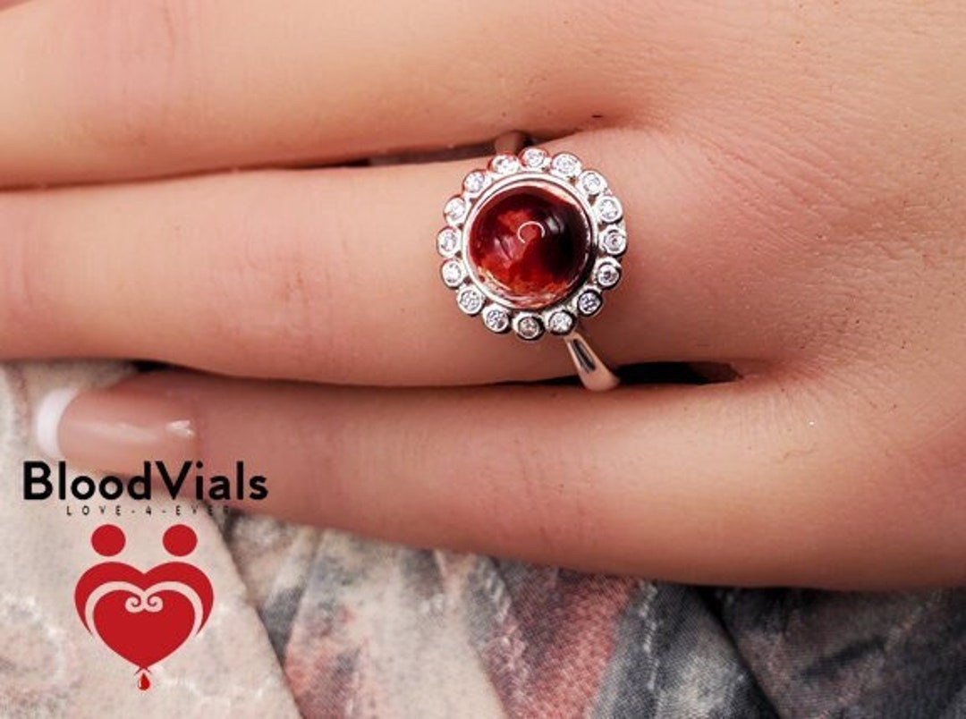 Sterling Bloodvial Ring & Anticoagulant (bloodbond Bezel Set Zircons ...