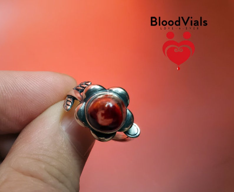 Sterling Silver Flower Bloodvial Ring Kit Solid .925 Adjustable 5-6 ...