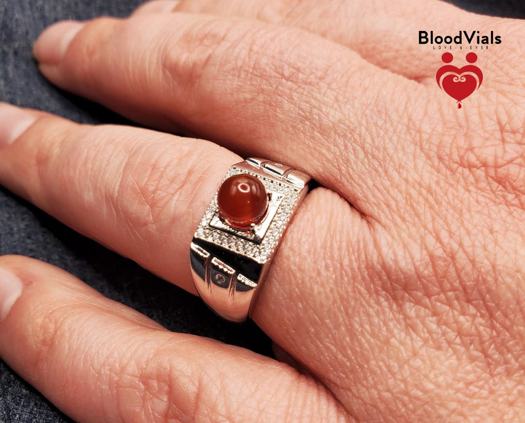 Sterling Men's Stones Bloodvial Ring & Anticoagulant (bloodbond ...