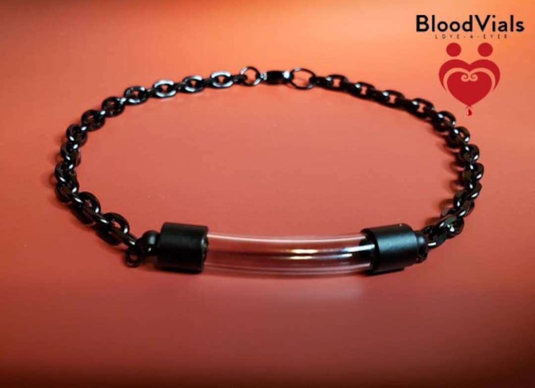 Black Bloodvial Bracelet & Anticoagulant - Black Chunky Chain Kit With ...