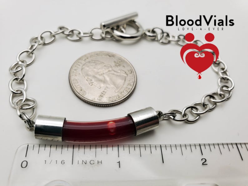 1 Silvertone Link Bloodvial Bracelet Kit Easily Adjustable Measuring up ...