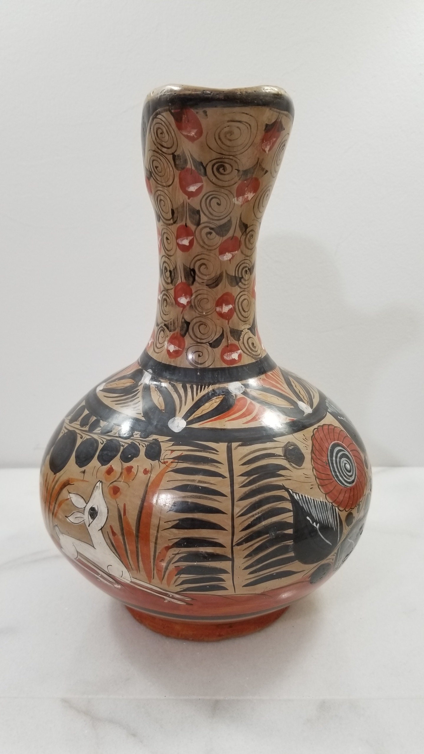 Vintage Pottery Vase-earth Tones Pottery-handmade Vessel-mexican ...