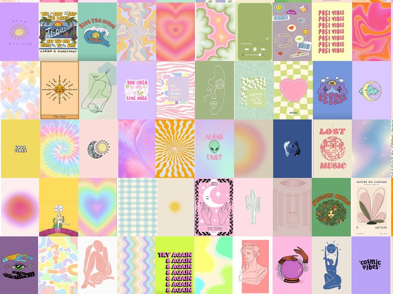 Danish Pastel Aesthetic Wall Collage Kit Danish Pastel Decor Etsy