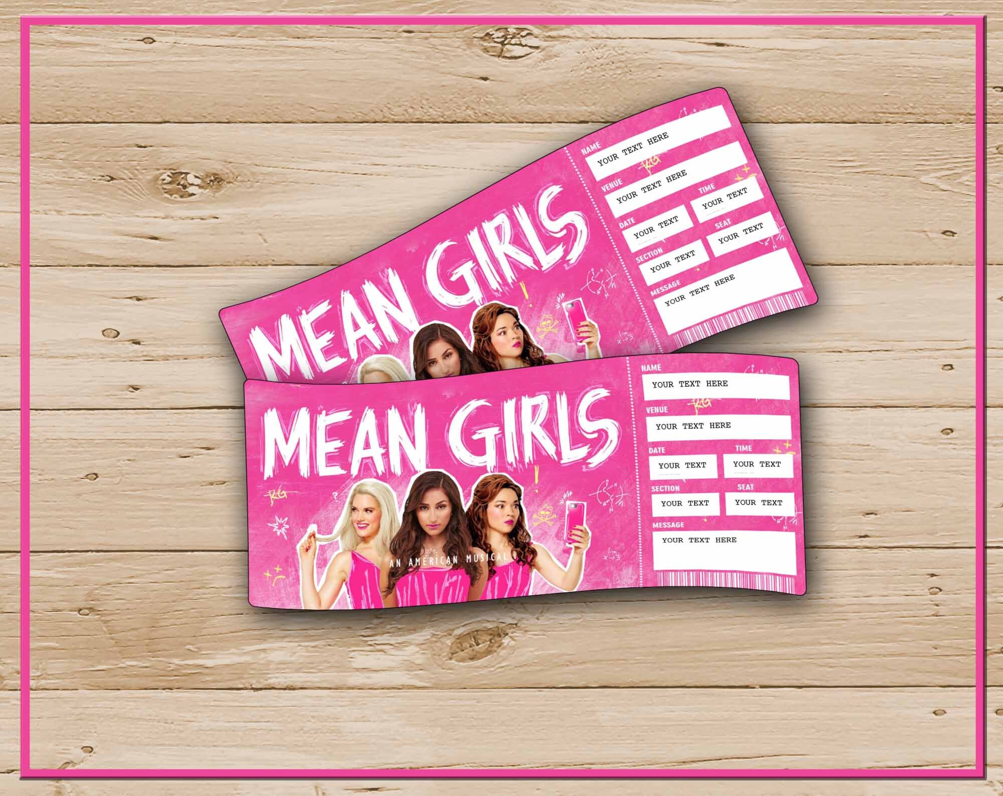 Mean Girls Printable Broadway Surprise Ticket. Editable Musical Theatre ...