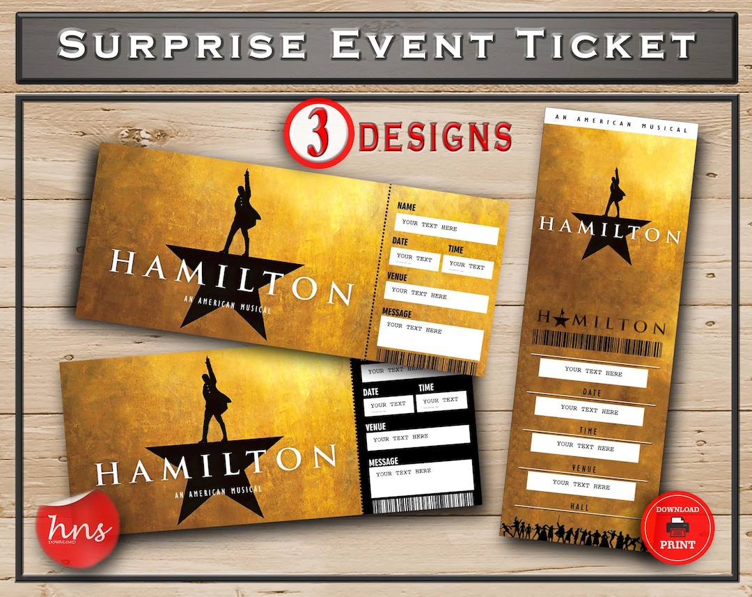 Hamilton Broadway Surprise Ticket: Editable Musical Souvenir (PDF, Word ...