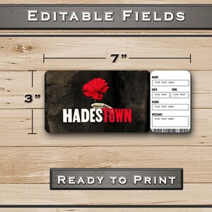 HADESTOWN Broadway Ticket Printable: Editable Surprise Gift (PDF & Word ...