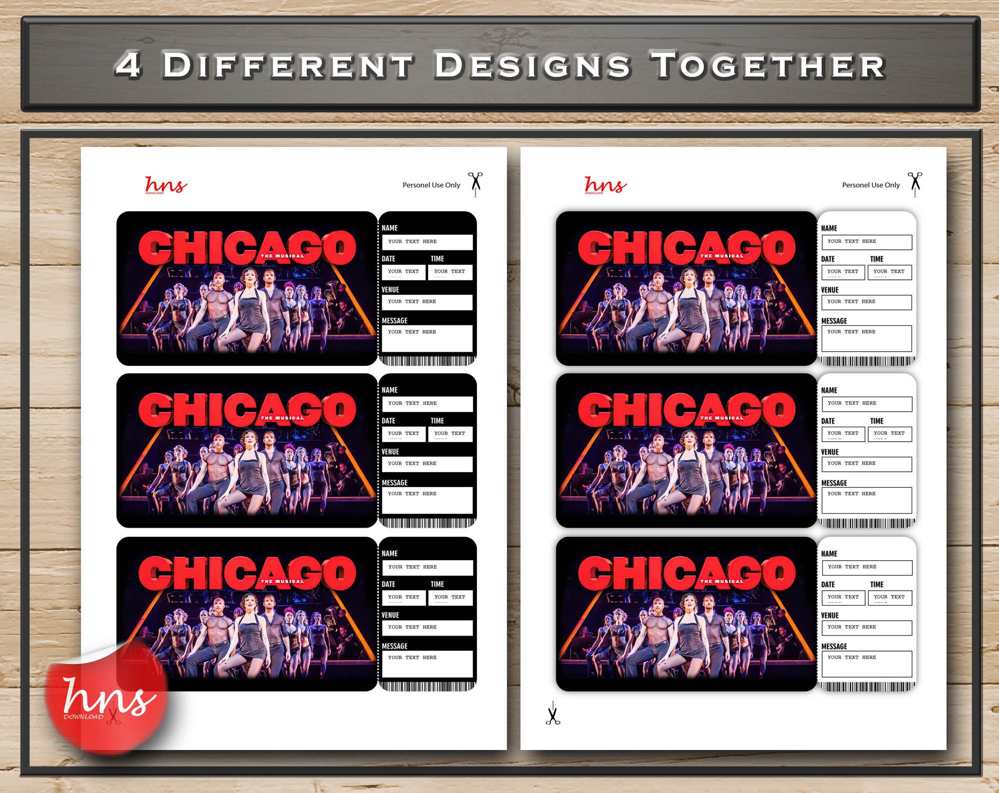 Chicago Printable Broadway Surprise Ticket. Editable Musical Theatre ...