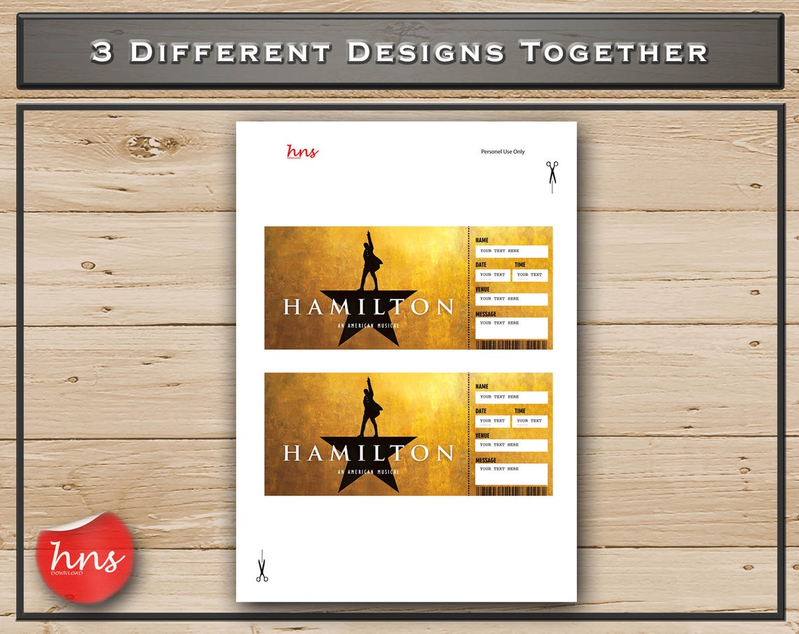 Hamilton Printable Broadway Surprise Ticket. Editable Musical - Etsy