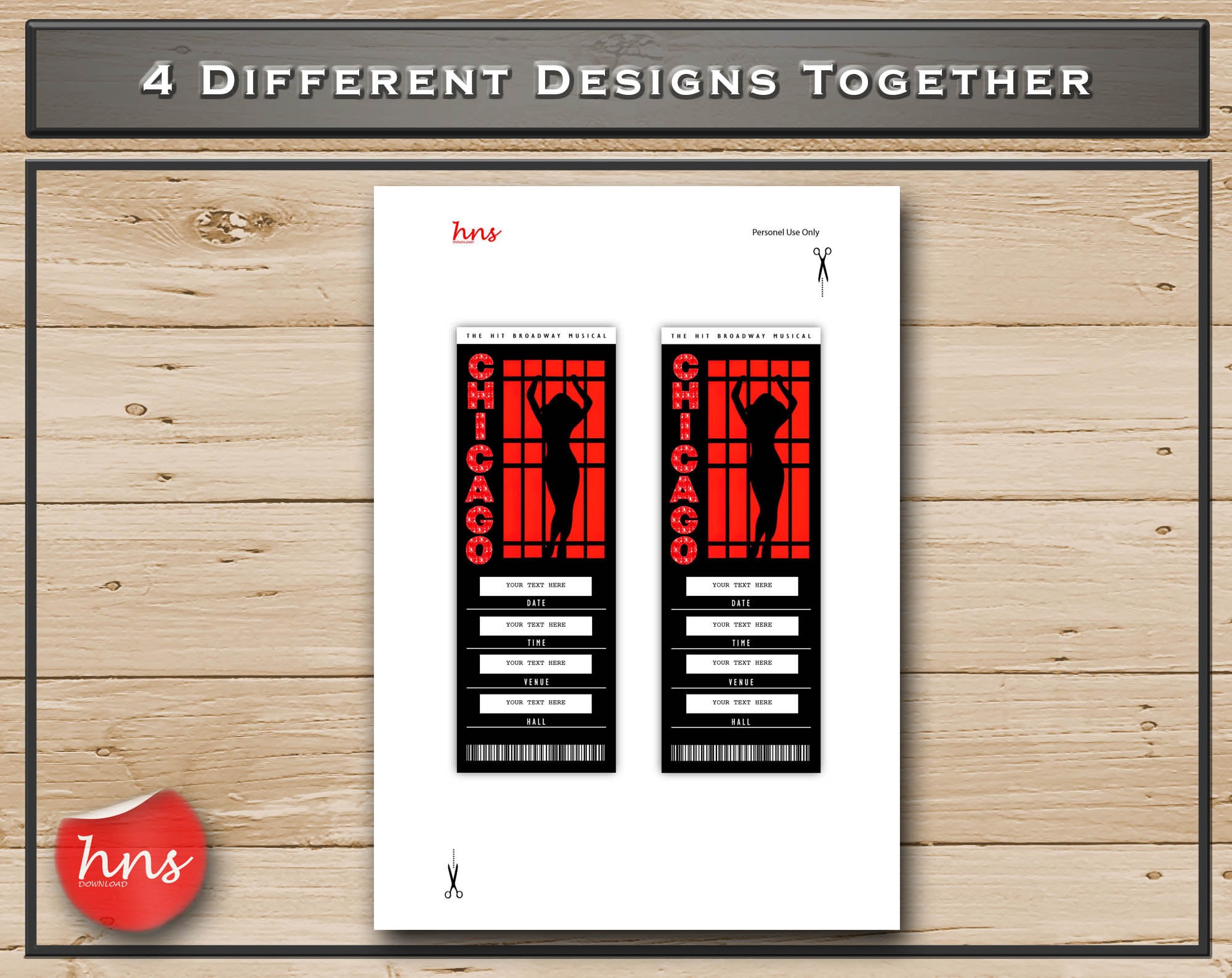 Chicago Printable Broadway Surprise Ticket. Editable Musical Theatre ...