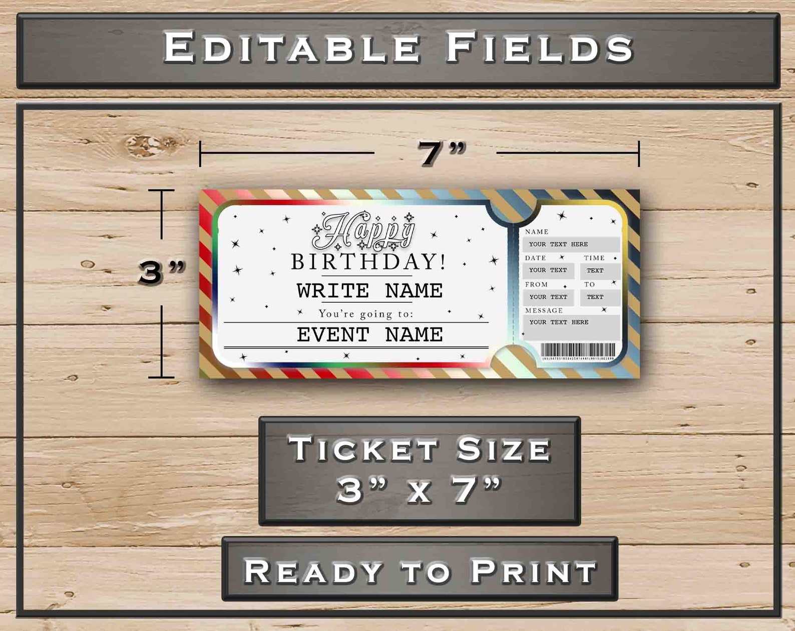 Printable Event Ticket Birthday Gift Template, Surprise Gift ...