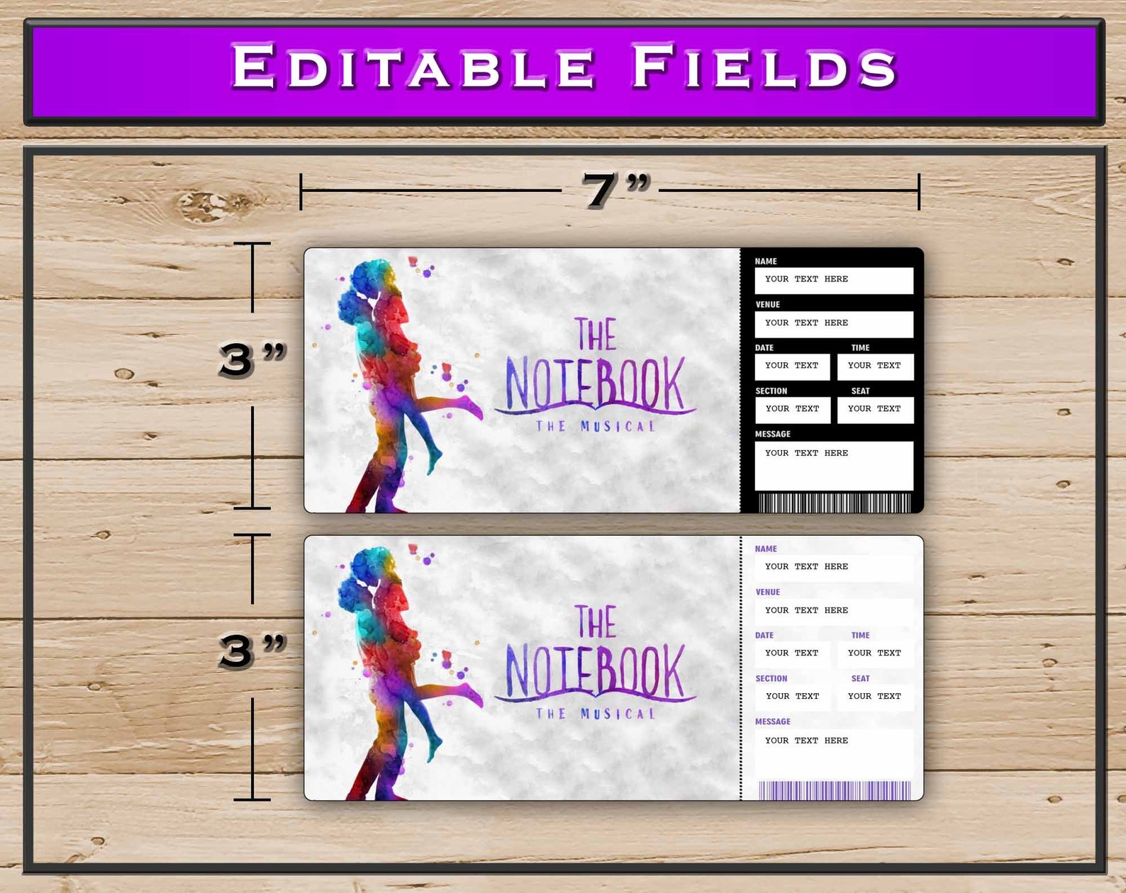 The Notebook Broadway Ticket Printable: Editable Keepsake (PDF & Word ...
