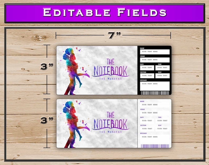 The Notebook Broadway Ticket Printable: Editable Keepsake (PDF & Word ...